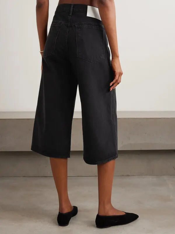 AGOLDE Maria Mcmanus Skater Wide-leg Denim Shorts - Black