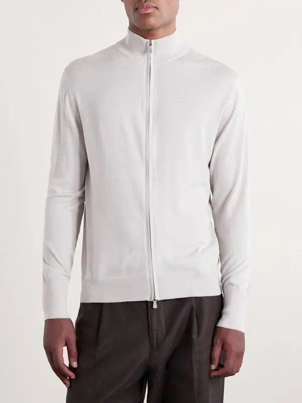 Eleventy Wool Zip-up Cardigan - Neutrals