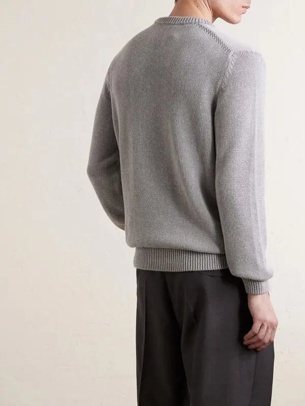 SLOWEAR Slim-fit Cotton Crewneck Sweater - Gray