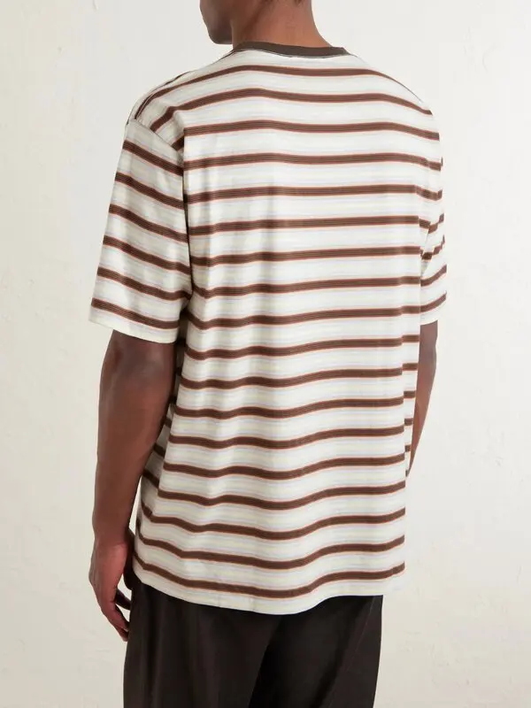 Auralee Striped Cotton-jersey T-shirt - Brown