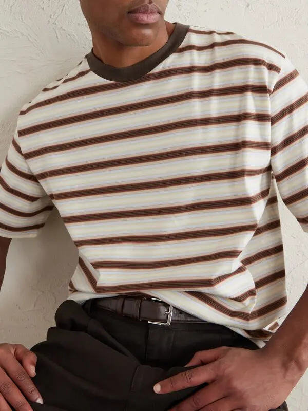 Auralee Striped Cotton-jersey T-shirt - Brown