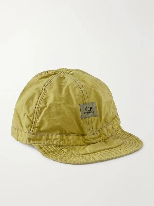 C.P. COMPANY 50 Fili Logo-appliquéd Waxed Cap - Green