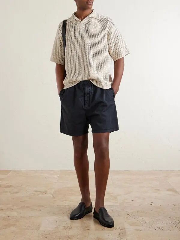 Auralee Straight-leg Garment-dyed Cotton Chino Shorts