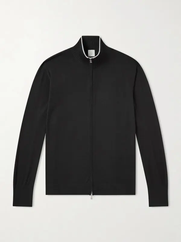Eleventy Wool Zip-up Cardigan - Black