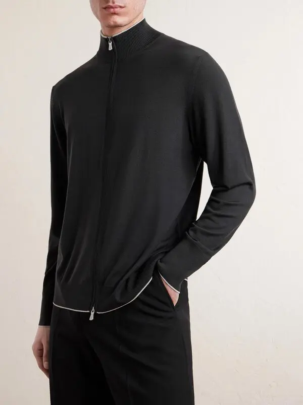 Eleventy Wool Zip-up Cardigan - Black