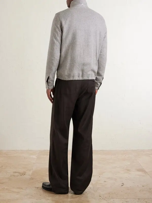 Herno Houndstooth Linen-blend Bomber Jacket - Gray