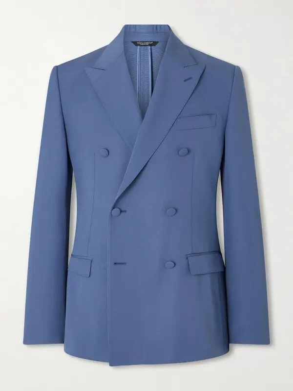 Dolce & Gabbana Double-breasted Wool Blazer - Blue