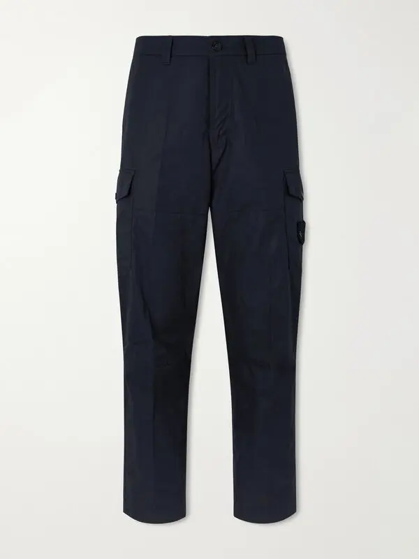 Stone Island Straight-leg Cotton Cargo Trousers With Logo Appliqu