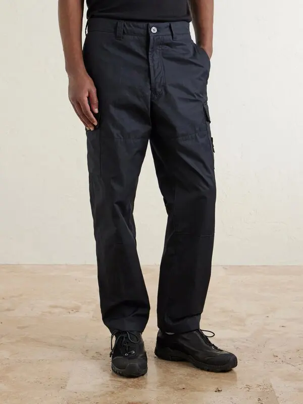 Stone Island Straight-leg Cotton Cargo Trousers With Logo Appliqu
