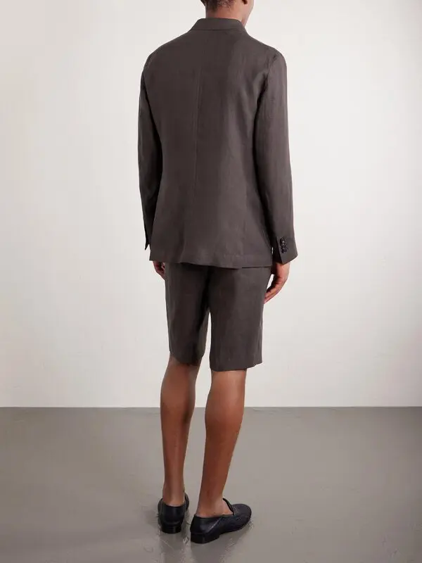 DE PETRILLO Linen Single-breasted Blazer - Brown