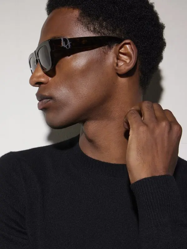 Dior Oblique S3i Rectangular-frame Acetate Sunglasses - Brown