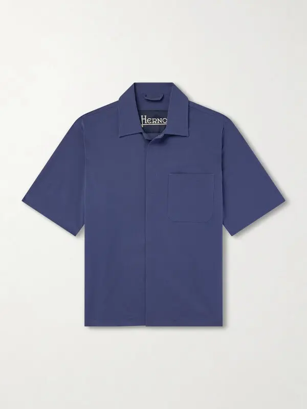 Herno Seercrease Jersey Bowling Shirt - Blue