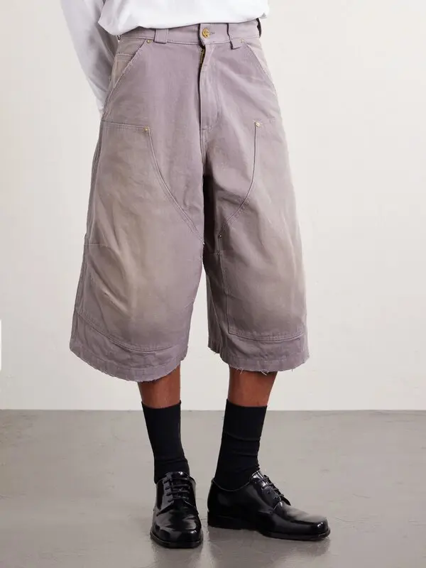 WILLY CHAVARRIA Cotton Double Knee Stocknot Shorts