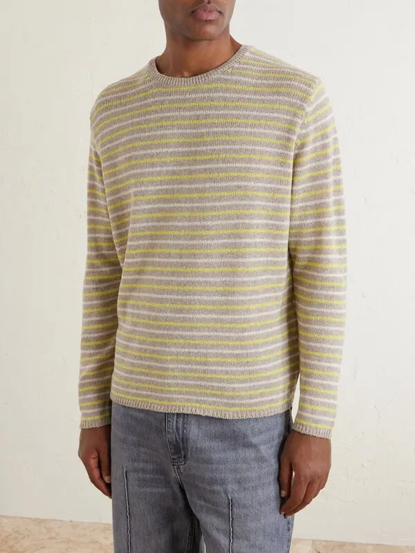 Auralee Striped Cashmere Sweater - Yellow