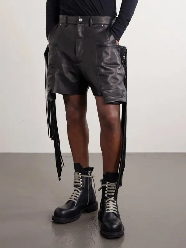 Rick Owens Fringed Leather Shorts