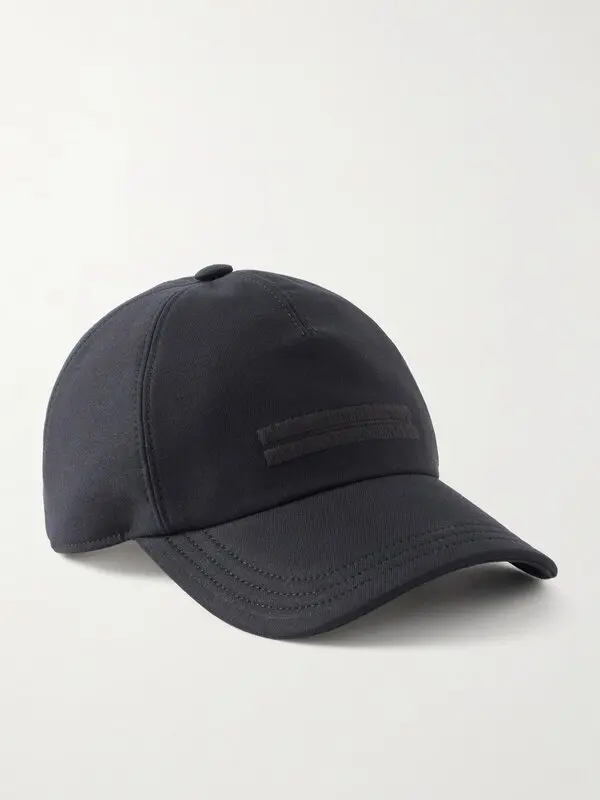 Zegna Embroidered Cotton Cap - Black