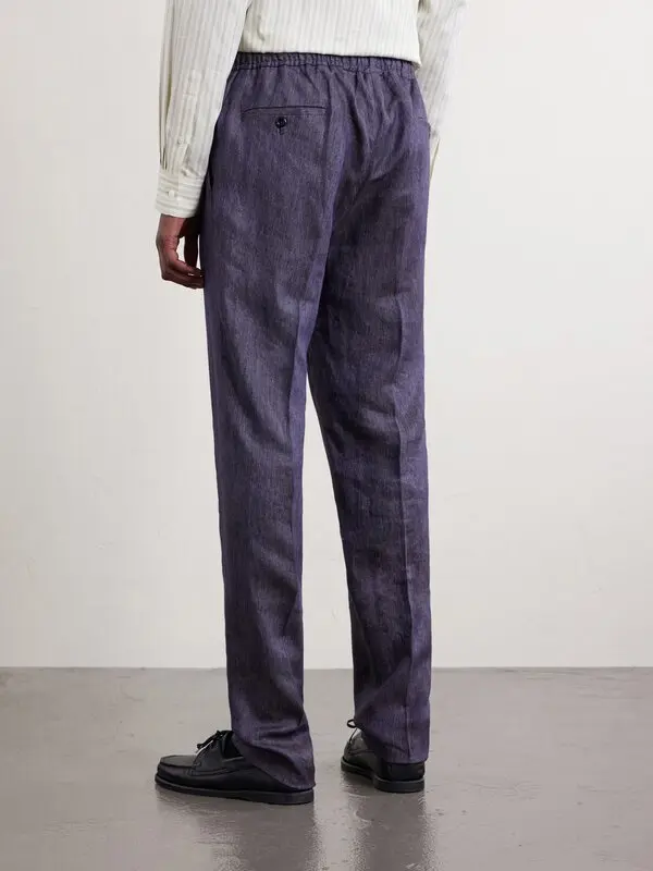 Rubinacci Straight-leg Linen Trousers - Blue