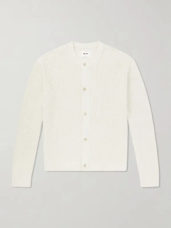 Nn07 Jasper 60028 Ribbed Organic Cotton Cardigan - Neutrals