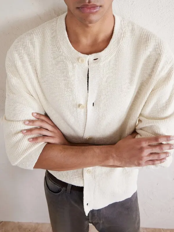 Nn07 Jasper 60028 Ribbed Organic Cotton Cardigan - Neutrals