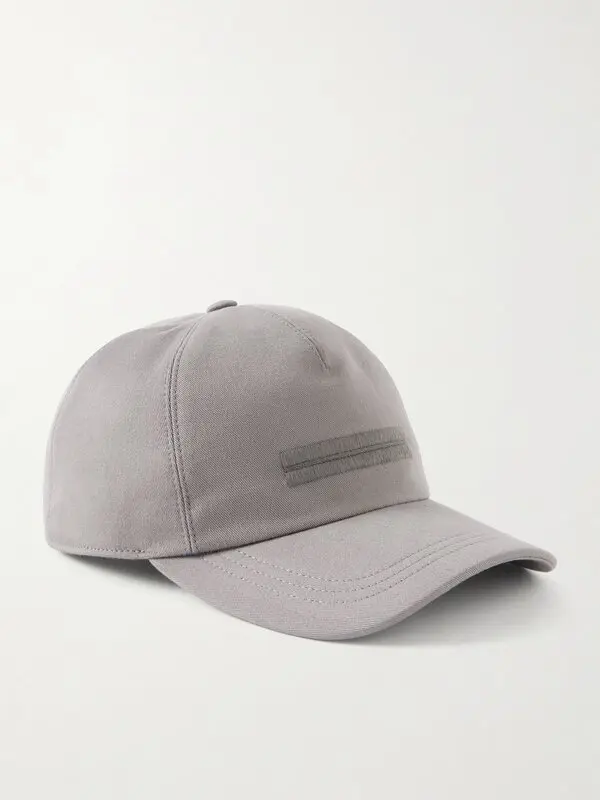 Zegna Embroidered Cotton-twill Cap - Gray