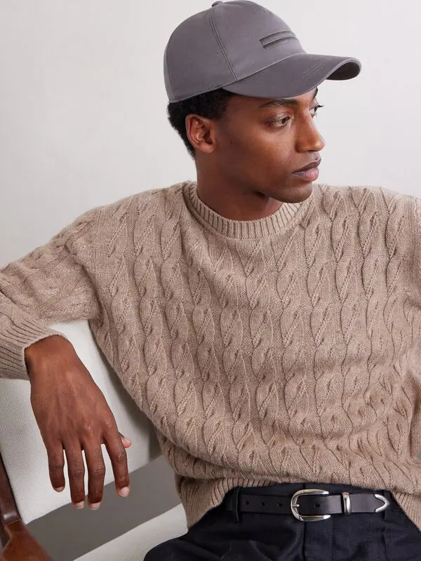 Zegna Embroidered Cotton-twill Cap - Gray