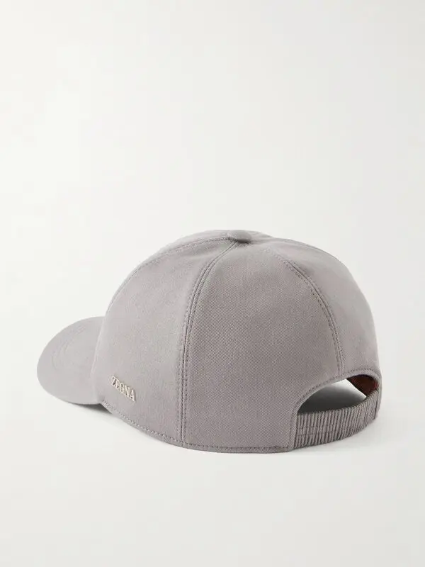 Zegna Embroidered Cotton-twill Cap - Gray