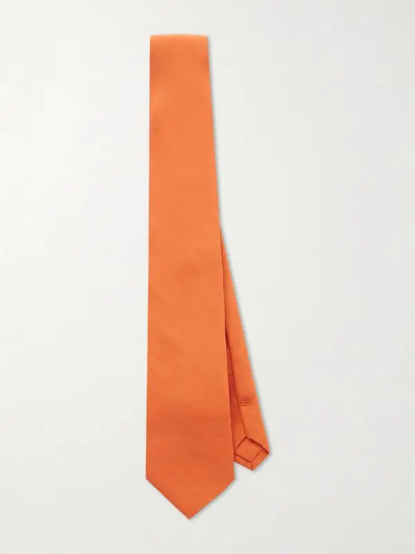 Saint Laurent 7cm Silk-habotai Neck Tie - Orange