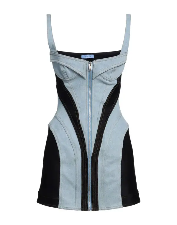 MUGLER Sleeveless Mini Bodycon Dress - Blue