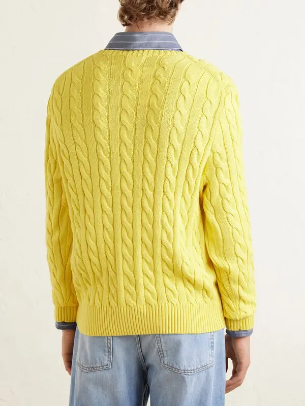 Polo Ralph Lauren Logo-embroidered Cable-knit Cotton Sweater - Yellow