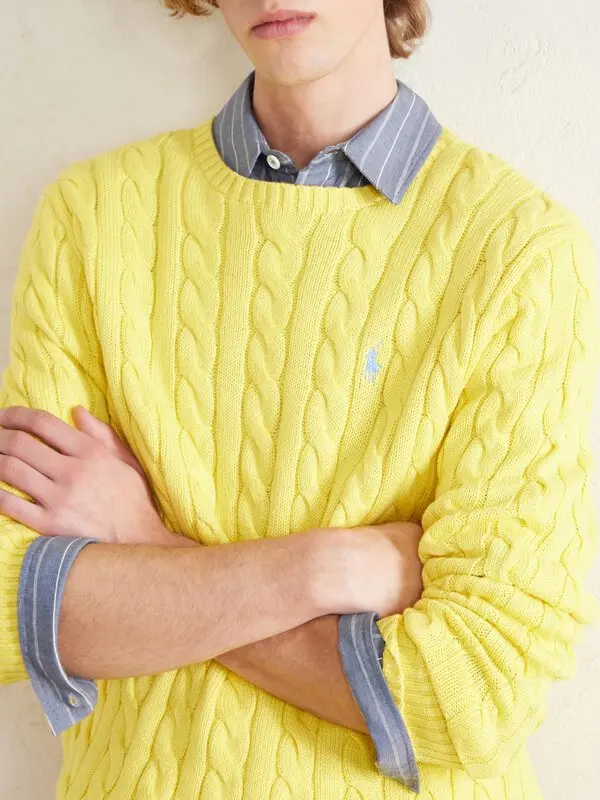 Polo Ralph Lauren Logo-embroidered Cable-knit Cotton Sweater - Yellow