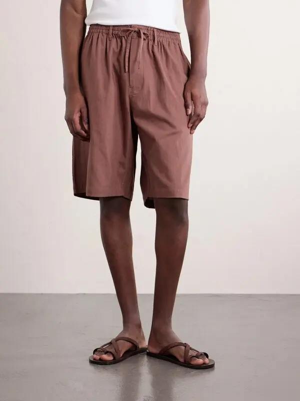 KARDO Straight-leg Cotton Drawstring Shorts - Brown