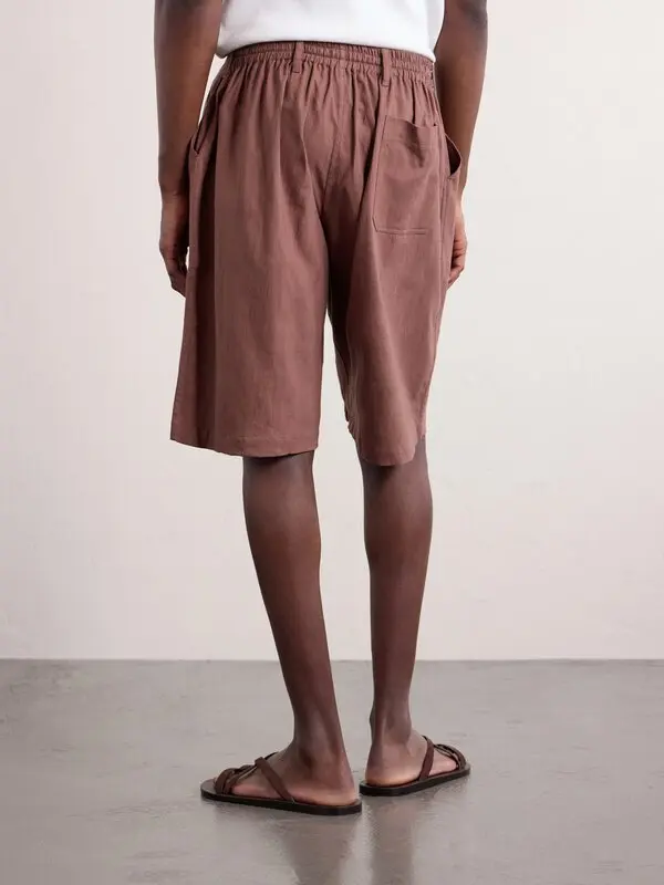 KARDO Straight-leg Cotton Drawstring Shorts - Brown