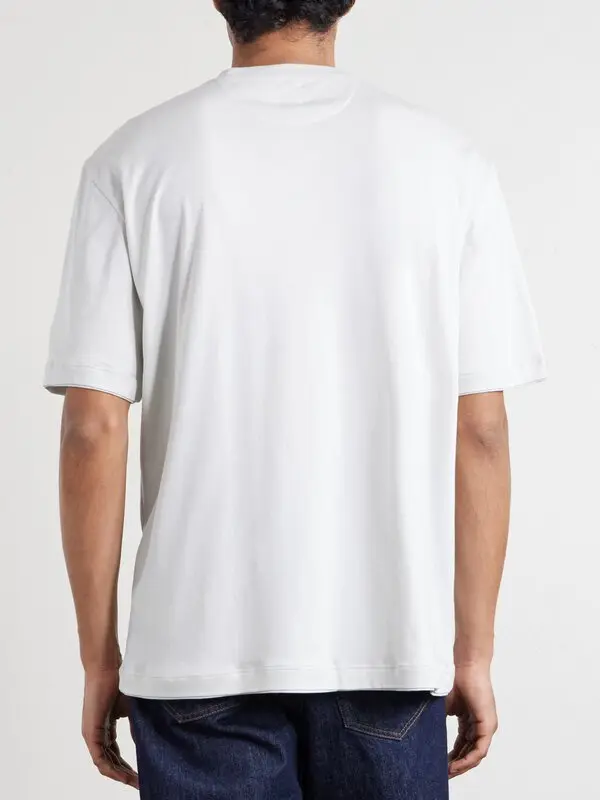 Eleventy Cotton And Modal-blend Jersey T-shirt - Neutrals