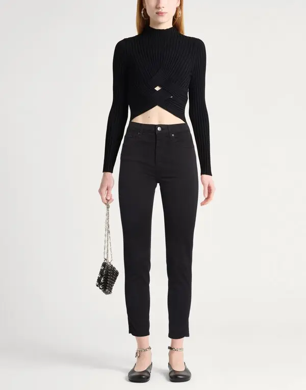 Armani Exchange Sky Cotton Stretch Skinny Cropped Pants - Black