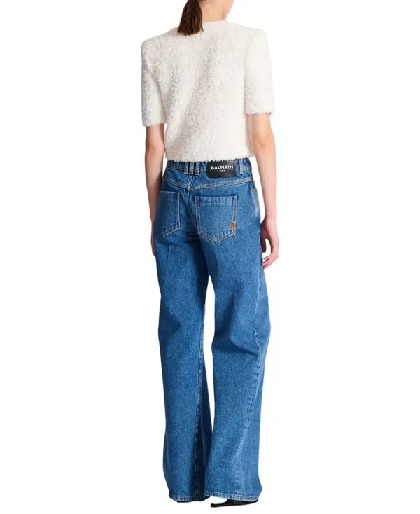 Balmain Cardigan In Dotted Tweed - White