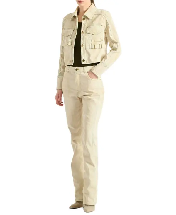 Balmain Faded Denim Trucker Jacket - Beige