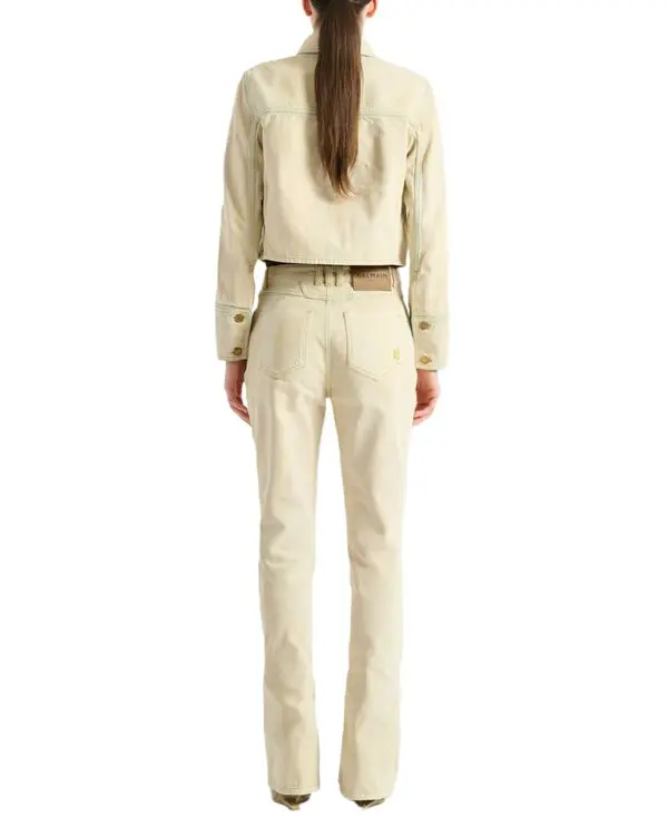 Balmain Faded Denim Trucker Jacket - Beige