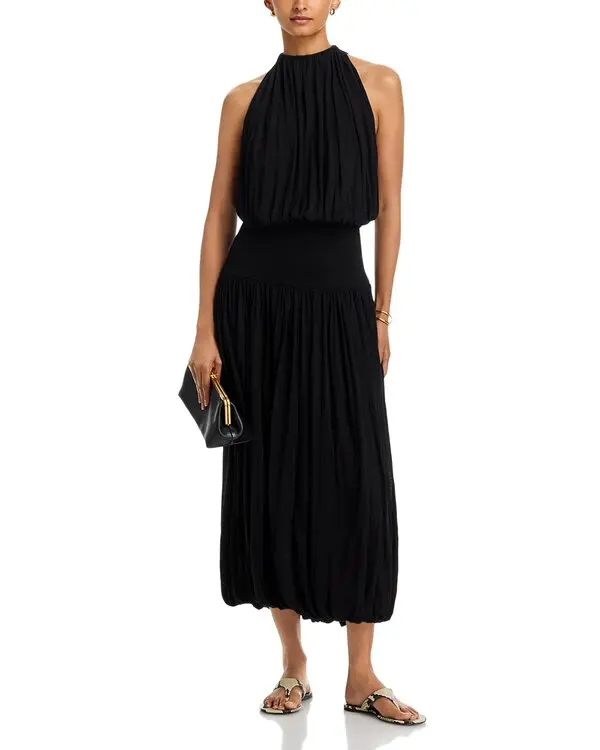 TOTEME Soft Gathered Midi Dress - Black