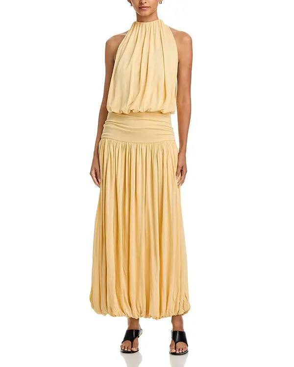 TOTEME Soft Gathered Midi Dress - Champagne