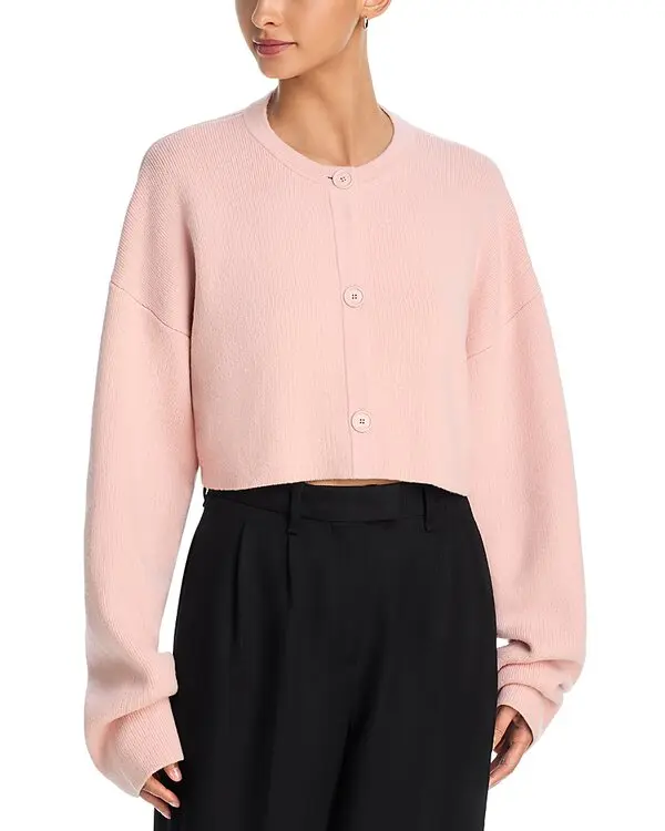 TOTEME Cropped Wool Blend Cardigan - Flamingo