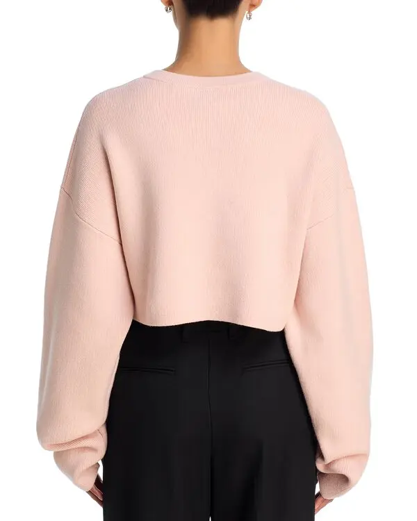 TOTEME Cropped Wool Blend Cardigan - Flamingo