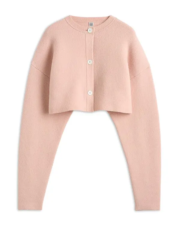 TOTEME Cropped Wool Blend Cardigan - Flamingo