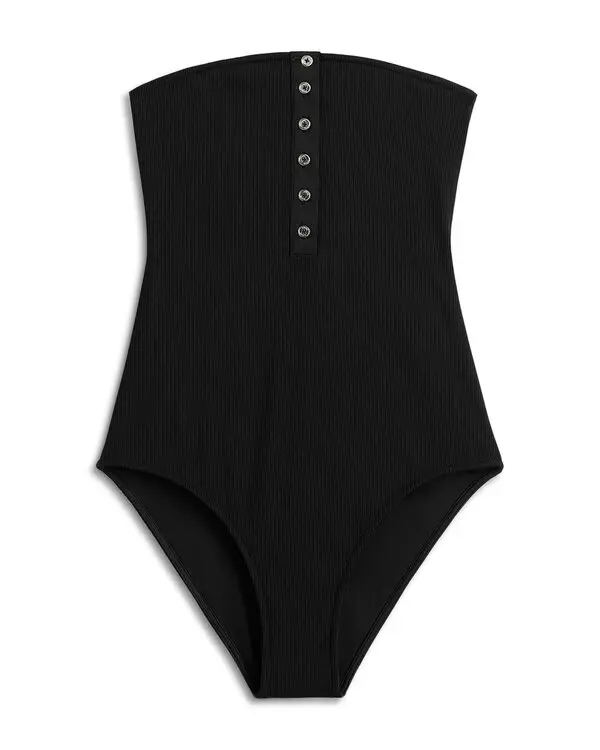TOTEME Ribbed Strapless One-piece Swimsuit - Black