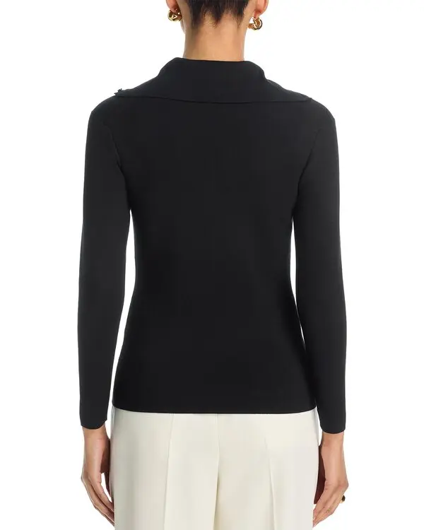 TOTEME Fitted Polo Cardigan Sweater - Black