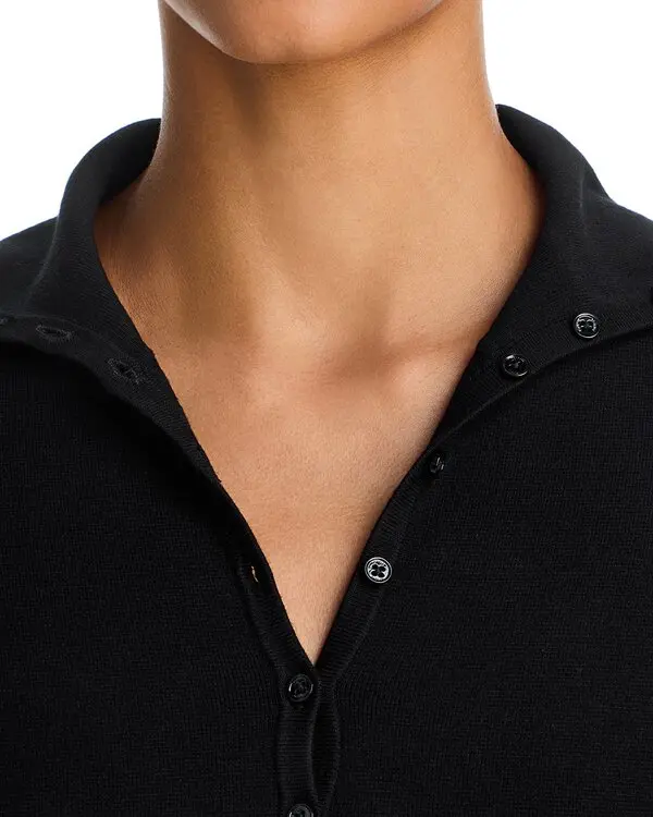 TOTEME Fitted Polo Cardigan Sweater - Black