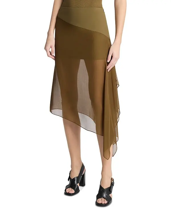 Michael Kors Wool Blend Veiled Mini Skirt - Fennel