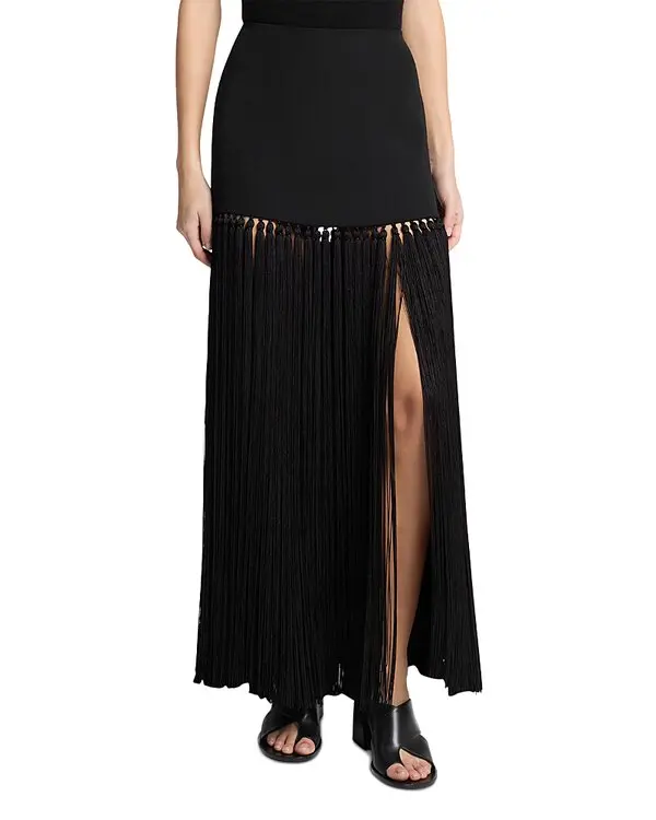 Michael Kors Wool Long Tasseled Mini Skirt