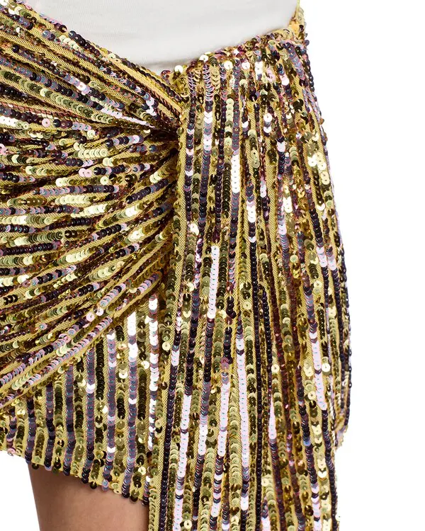 AREA Wrapped Sequinned Mini Skirt