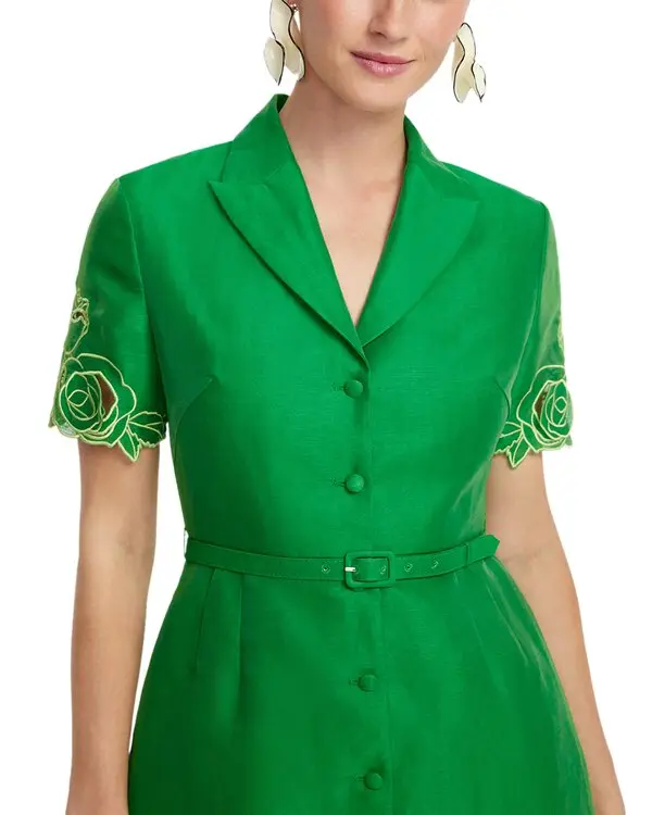 LEO LIN Brigitte Applique Linen Blend Mini Dress
