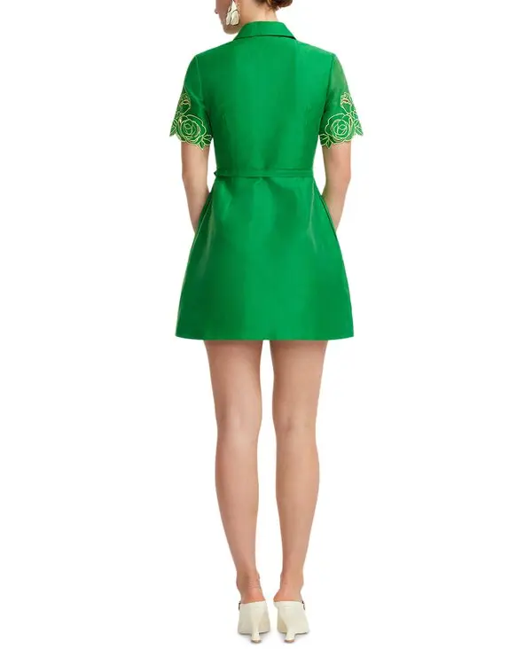 LEO LIN Brigitte Applique Linen Blend Mini Dress